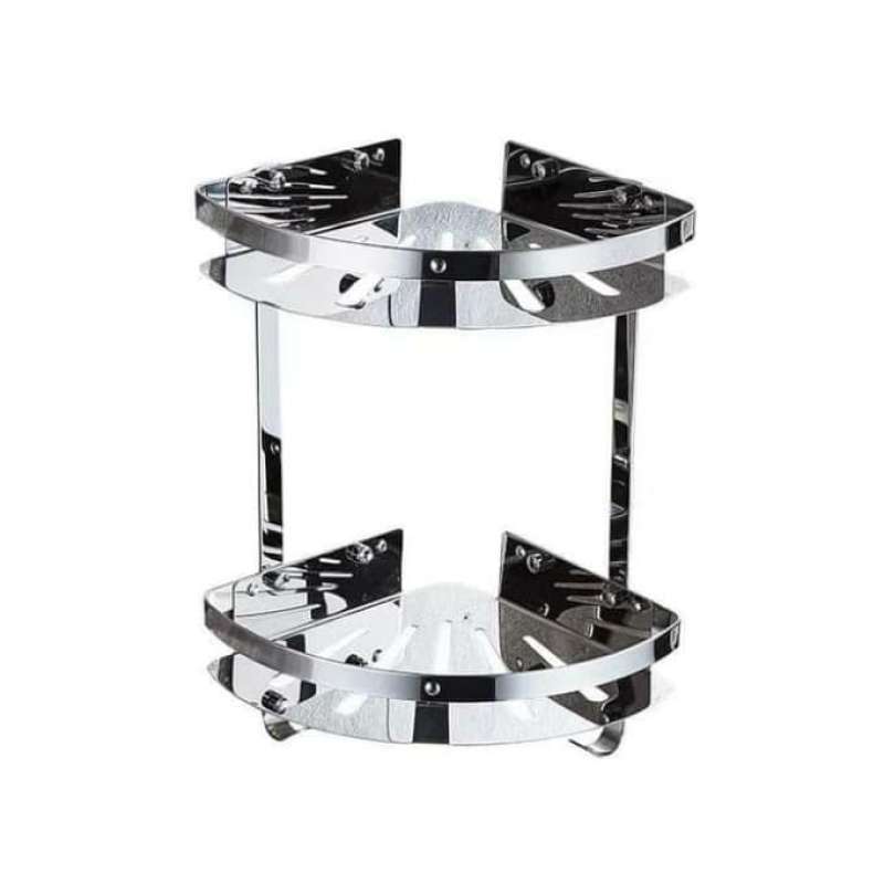 Jual rak shampoo sudut 2susun - rak sabun sudut kamar mandi stainless ...