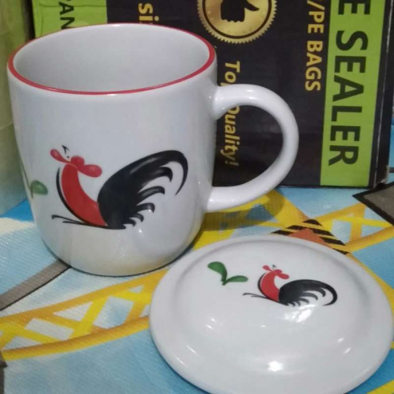 Jual Mug Keramik Cantik Bergambar Ayam Jago/ Gelas Kopi, Teh. Free ...