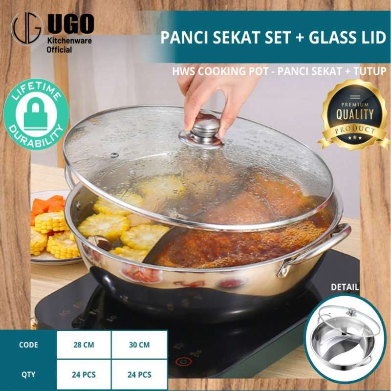 Jual panci shabu steam boat 30 cm suki stainless steel sukiyaki sekat ...