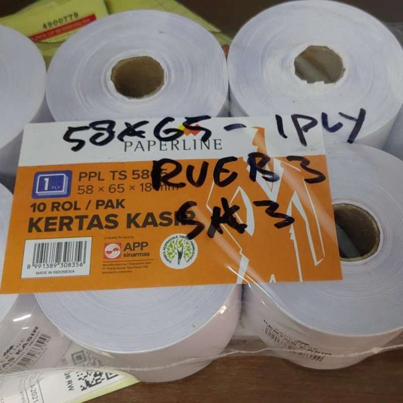 Jual Kertas Struk Kasir / Telstruk PAPERLINE 58x65x18mm 1ply di Seller ...
