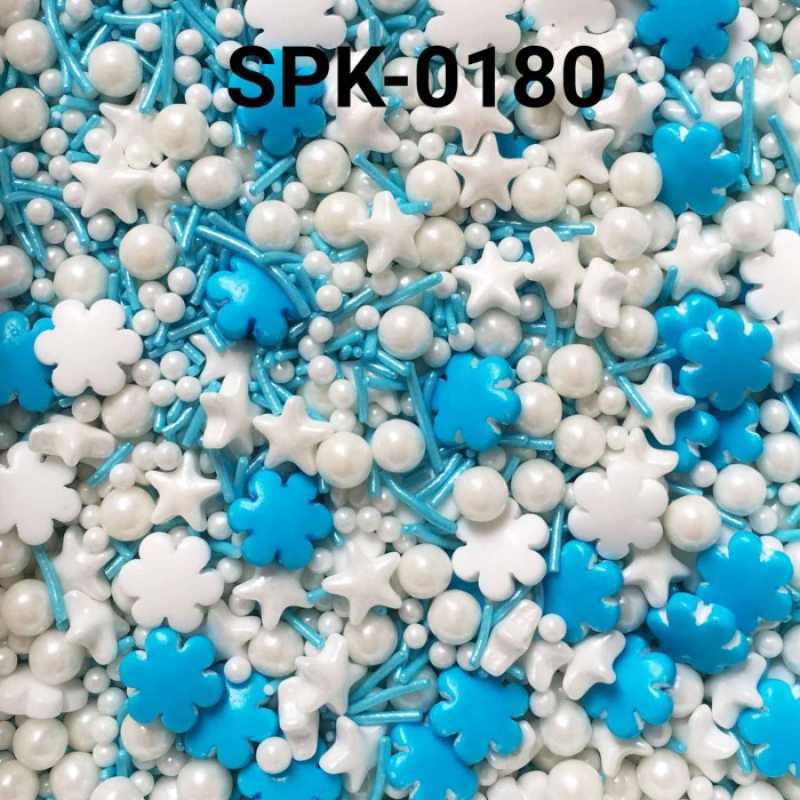 Jual SPK-0180 Sprinkles sprinkle springkel 1kg 1 kilo mix putih biru ...