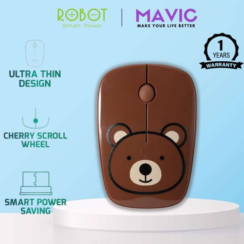 Jual Mouse Wireless ROBOT M220 2.4G Optical Mouse Bear Fox Character di ...