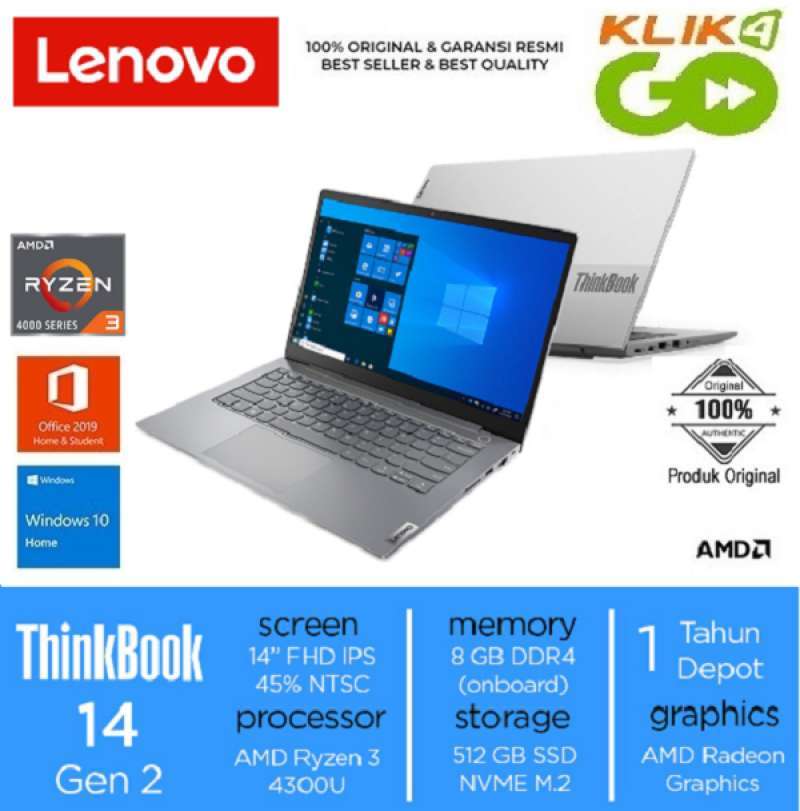 Promo LENOVO ThinkBook 14 G2 ARE - AMD Ryzen 3 4300U - RAM 8GB - 512GB ...