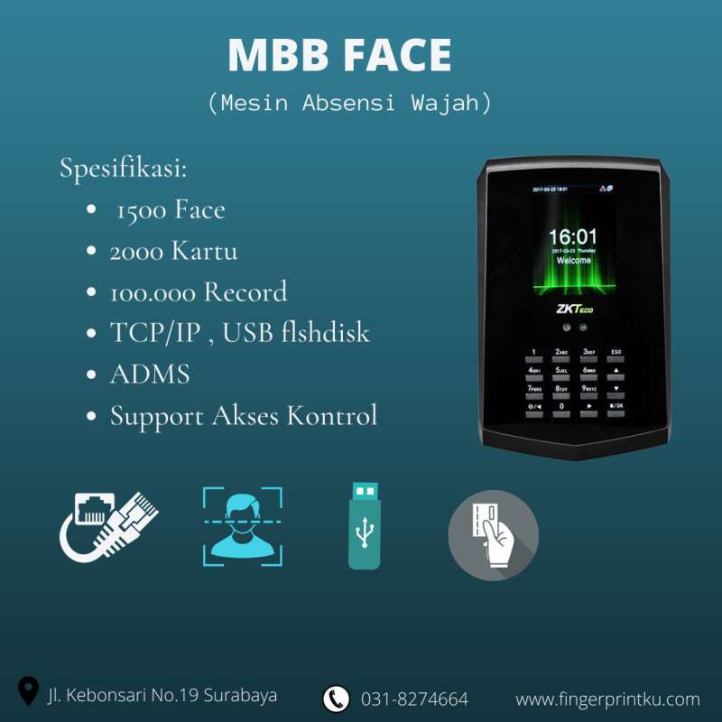 Jual Mesin Absensi Deteksi Wajah dan Kartu RFID ZKTeco MBB FACE di ... Jual Mesin Absensi Deteksi Wajah dan Kartu RFID ZKTeco MBB FACE di ...