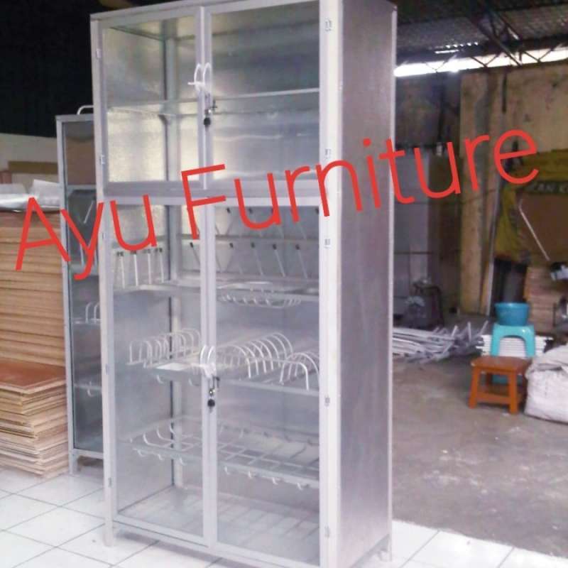 Jual rak piring gajah 2 susun tinggi pipa kaca tebal alumunium anti ...