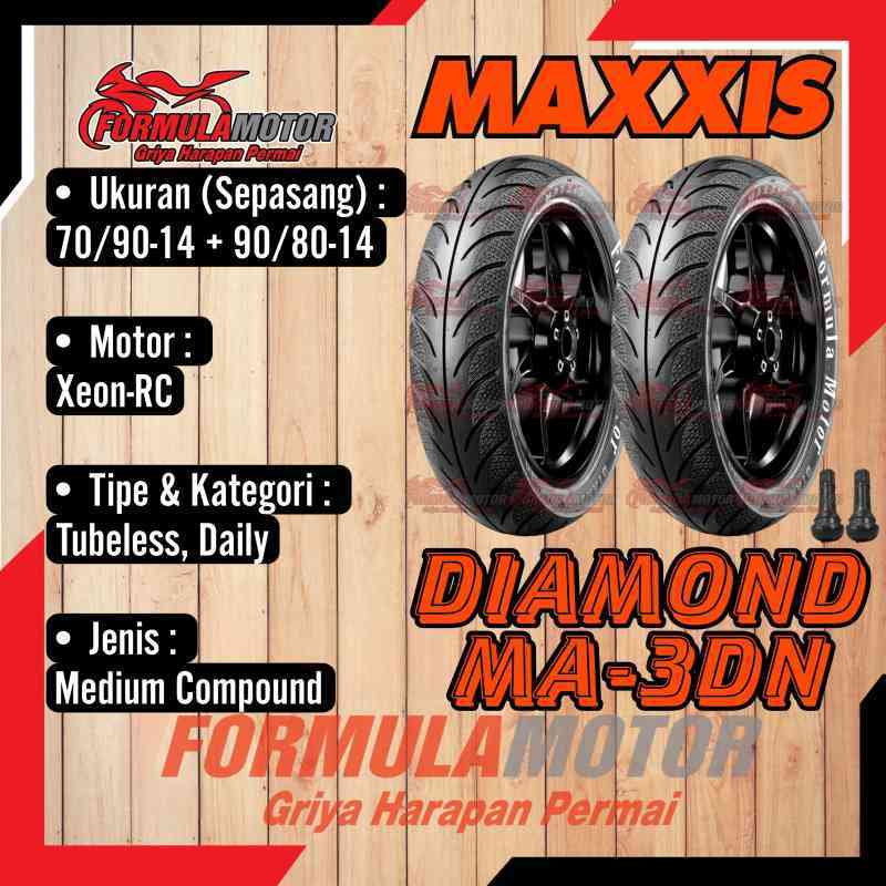 Jual 70/90-14 + 90/80-14 Ban Maxxis Diamond MA 3DN Tubeless - Sepasang ...