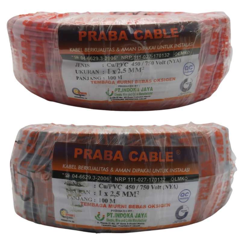 Jual Kabel NYA Praba 1.5mm 100 Meter SNI Kabel Listrik Tunggal Tembaga ...