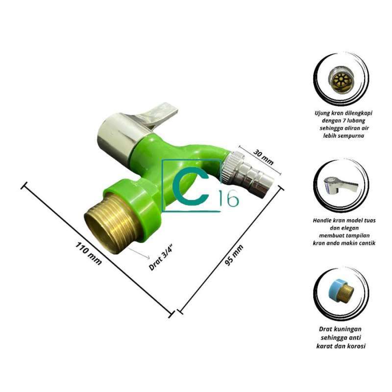 Jual Kran Air Plastik Taman Drat Kuningan Kran Tembok 1/2 Inch 3/4 Inch ...