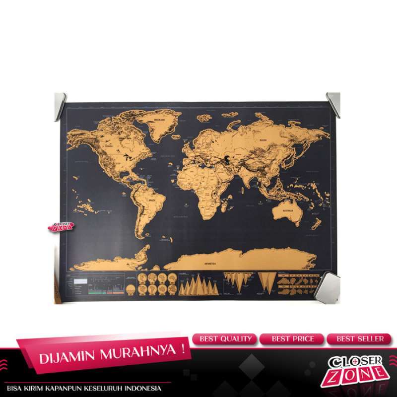 Promo Poster Peta Dunia Hiasan Dinding Scratch Map Diskon 23% di Seller ...