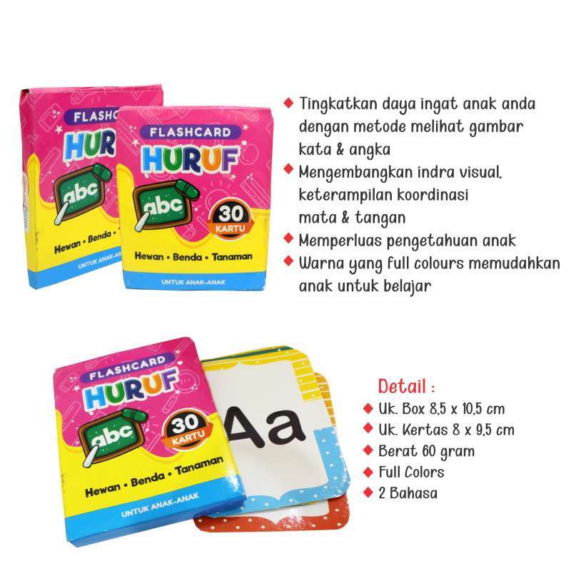 Jual flash card edukasi anak : Angka 1 2 3 Isi 30 Kartu / Huruf ABC Isi ...