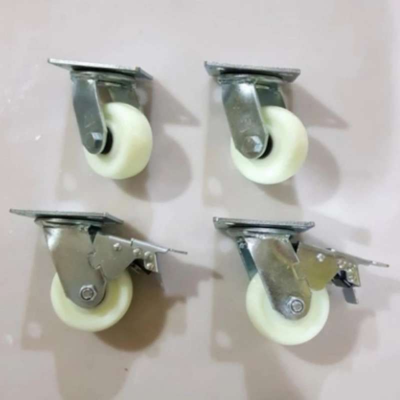 Jual Roda Nilon Heavy Duty 4 inch (2Rem+2Mati Beban 800 Kg) di Seller ...