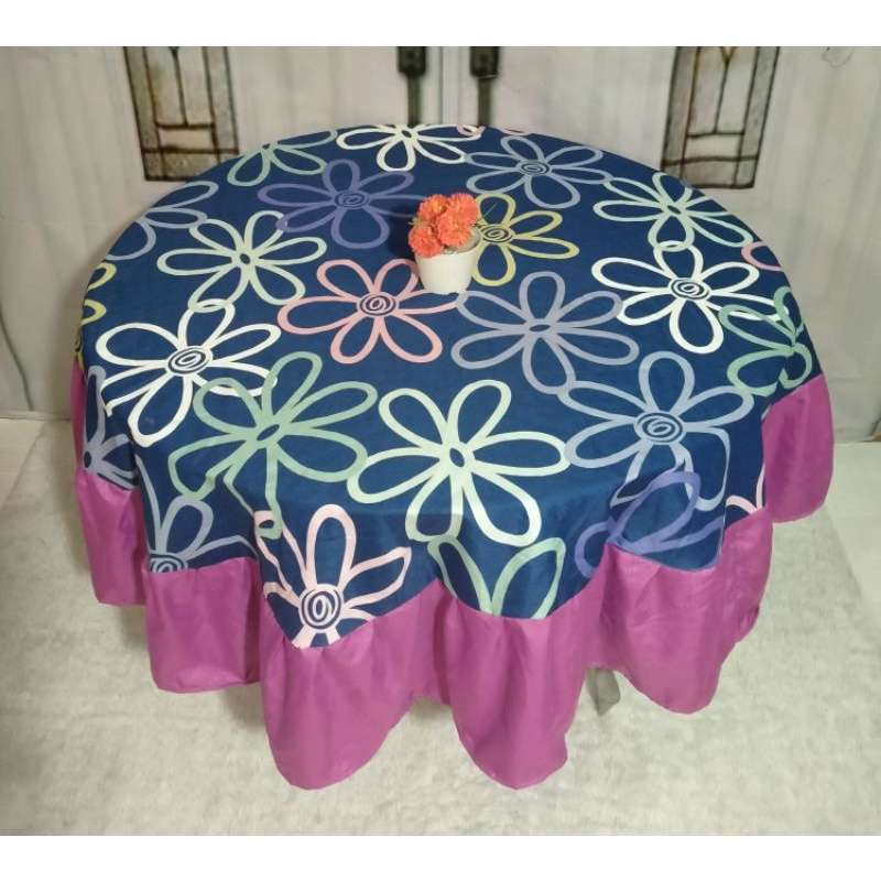 Jual Cover Taplak Meja Bentuk Bulat Minimalis Kain Katun Model Rumbai ...