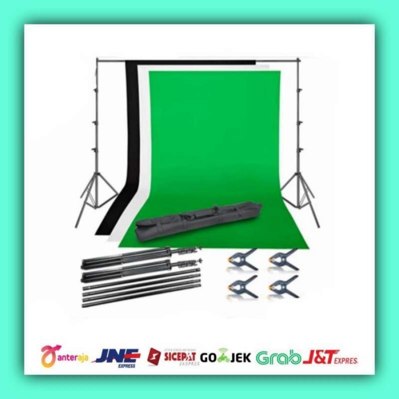 Jual Paket stand 3 background Green Screen 3x2,5M + stand 250x300cm 4 ...