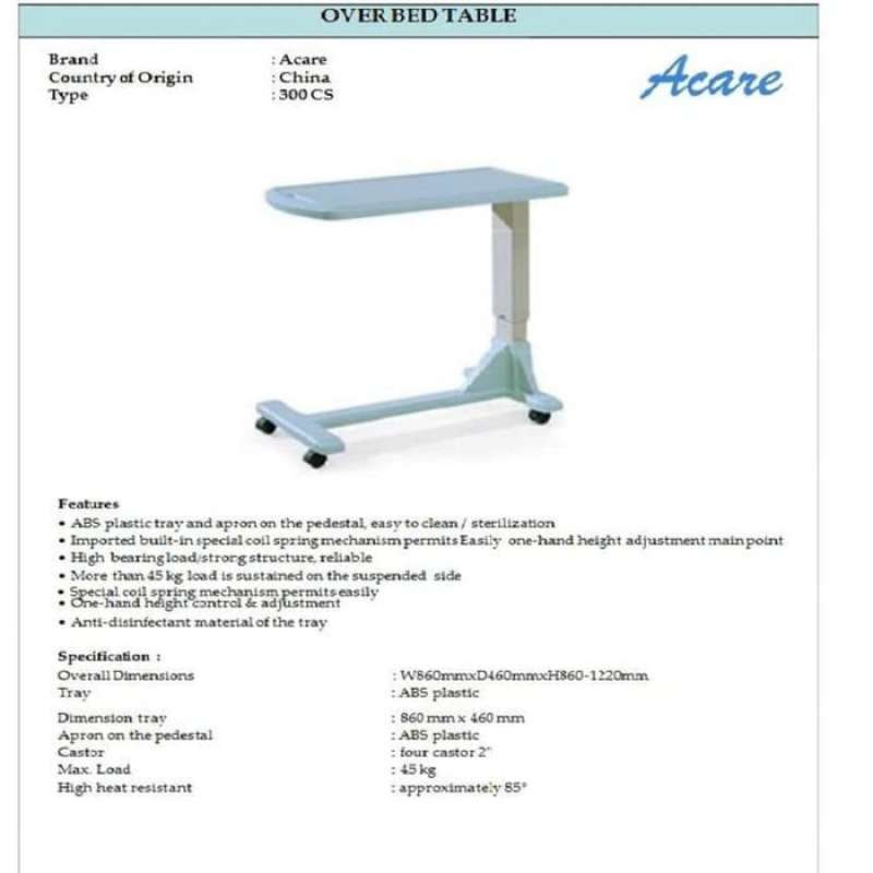 Promo Overbed Table Acare / Meja Makan Pasien Diskon 2% di Seller ...