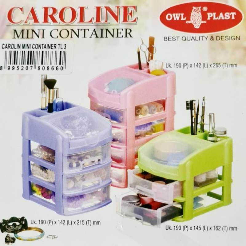 Jual Owl Rak Laci Mini Container Caroline Susun 4 + Tutup Di Seller ...