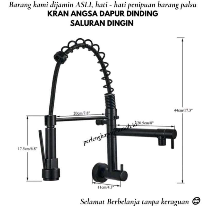 Jual Kran Angsa Selang Tarik Saluran Dinding Black Hitam Crome Pantry ...