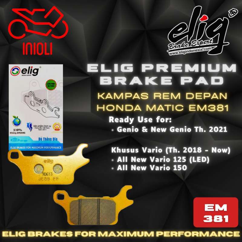 Jual KAMPAS REM DEPAN ELIG EM381 HONDA ALL NEW VARIO 125 ALL NEW VARIO ...