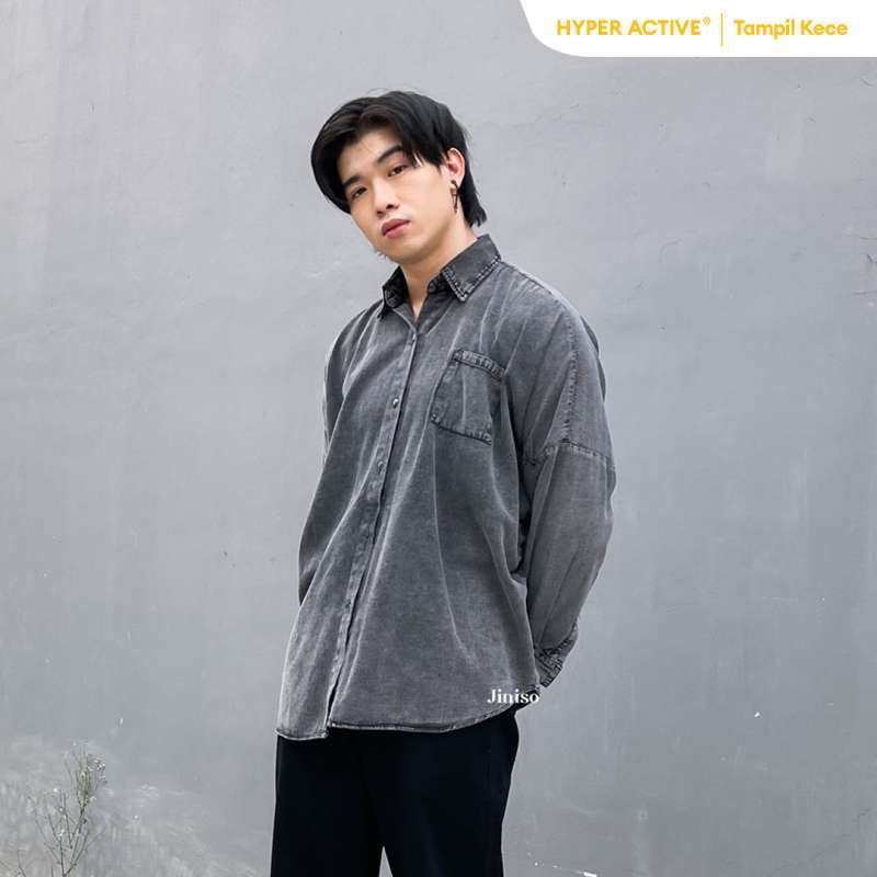 Promo JINISO - Denim Shirt Kemeja Oversize HYPER ACTIVE Diskon 69% di ...