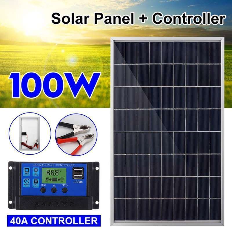 Jual Panel Surya Mono Kristal 100W 12V. Pengontrol Pengisian Daya ...