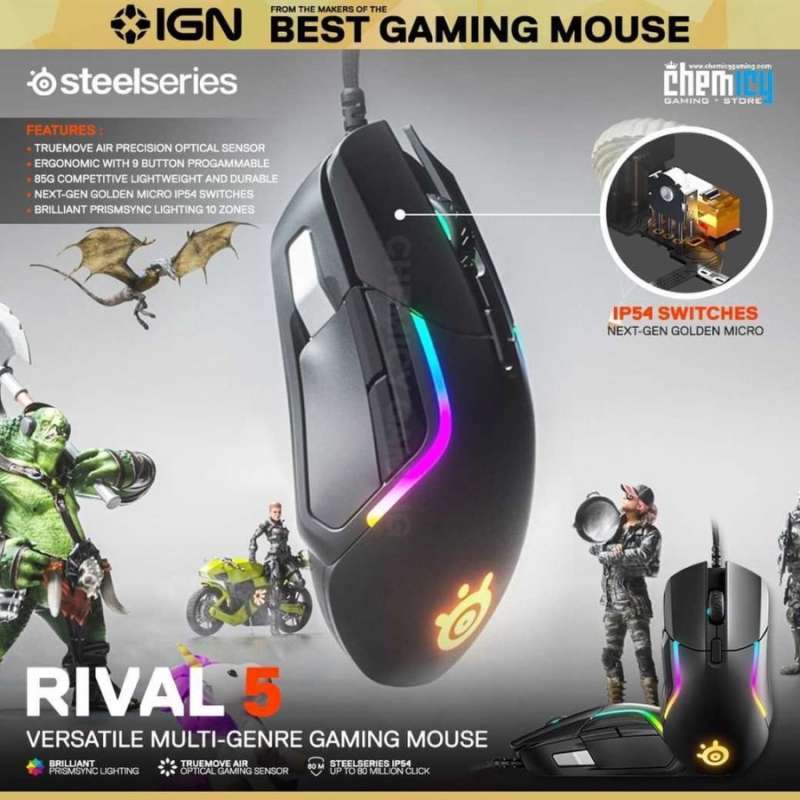Jual Steelseries Rival 5 RGB Gaming Mouse di Seller Chemicy Gaming - Mangga Dua Selatan, Kota ...