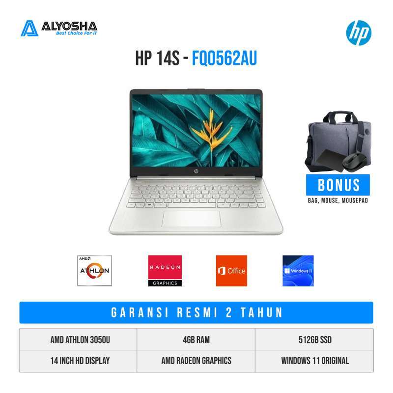 Jual Laptop Hp 14s Amd Athlon Silver 3050u | Ram 4gb | Ssd 512 Gb Amd ...