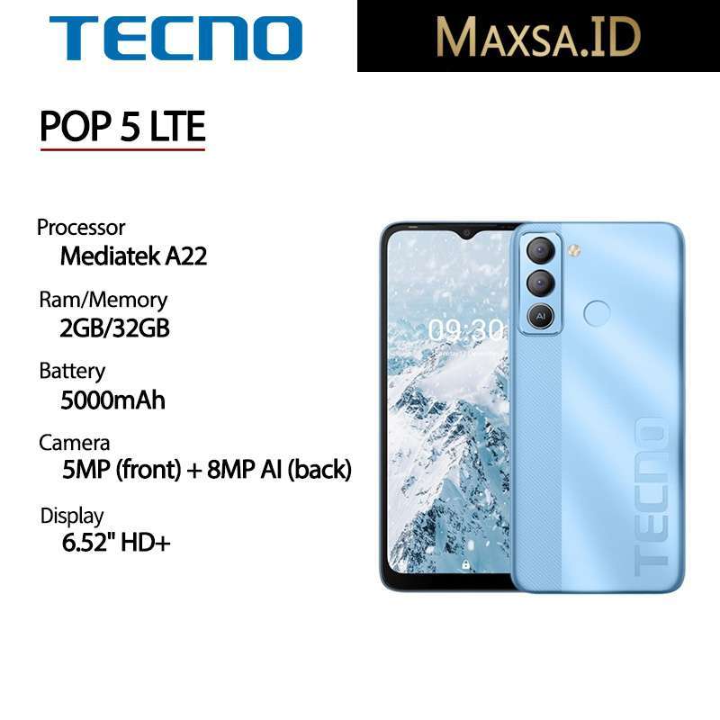 Jual TECNO POP 5 LTE 2GB 32GB 6.5 HD+ 5000 mAh - Ice Blue di Seller ...