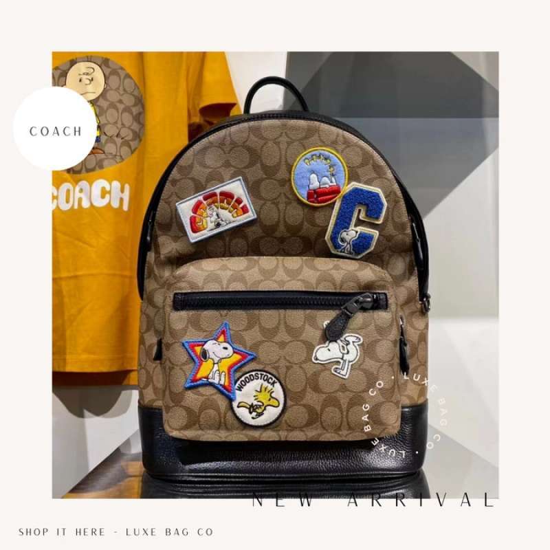 Jual Coach X Peanuts West Backpack In Signature Canvas With Varsity ...