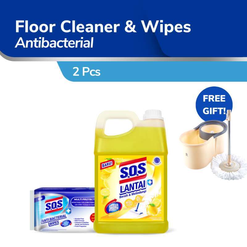 Promo FREE GIFT - SOS Pembersih Lantai Lemon Twist [4L] + SOS Wipes ...