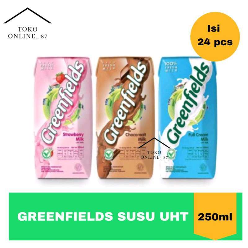 Promo Greenfields Susu UHT Full Cream/ Stroberi/Coklat 250ml x 24 pcs ( 1 Karton) - Stroberi ...