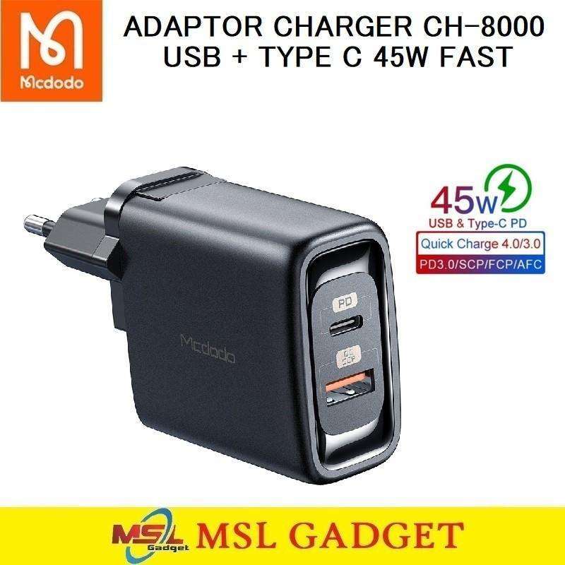 Jual Mcdodo Charger USB + Type C 45W PD3.0 QC3.0 VOOC Fast Charging CH ...