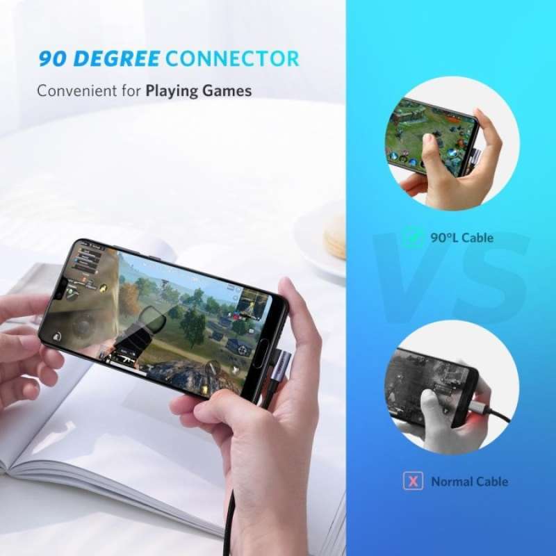 Promo Cable Data USB Type C to USB C 90 Degree UGREEN PD QC 3A Gaming ...