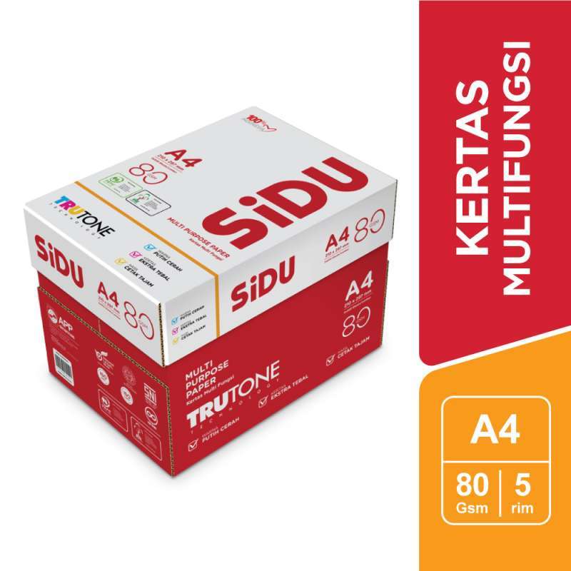 Jual SiDU Kertas Fotocopy 80 GSM A4 1 Boks 5 Rim White A4 Di jual-sidu-kertas-fotocopy-80-gsm-a4-1-boks-5-rim-white-a4-di