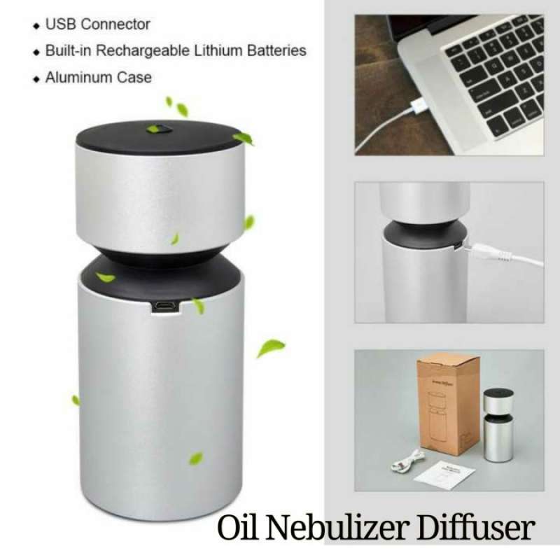 Promo Waterless Rechargeable Oil Nebulizer Diffuser Aluminum Alloy ...