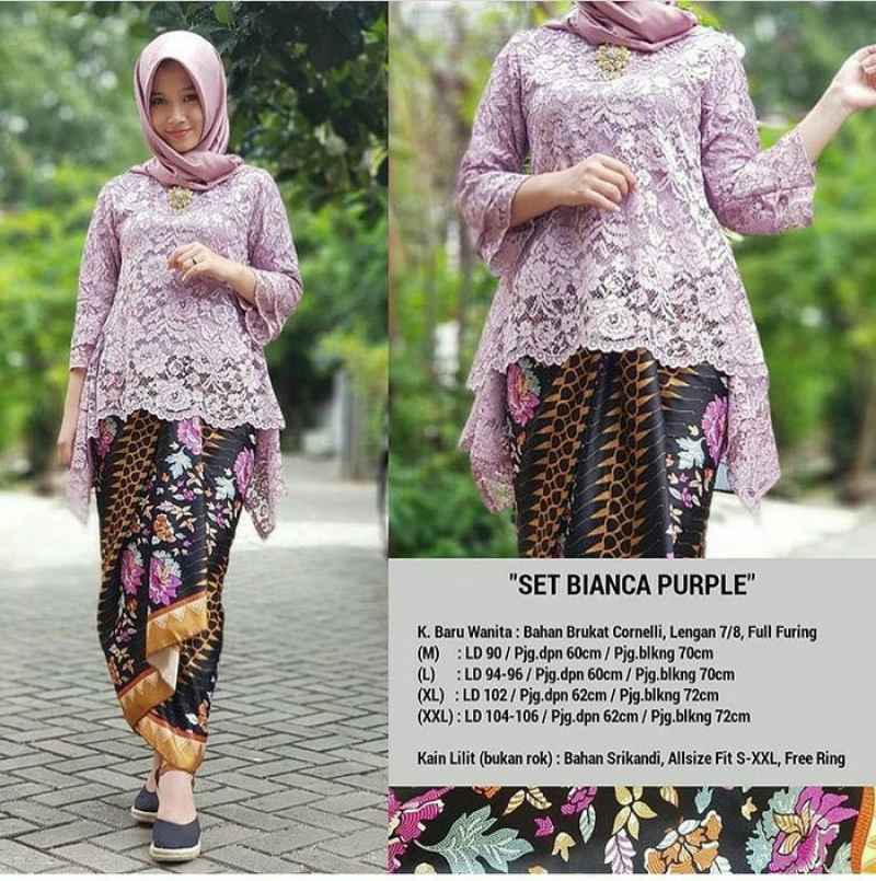 Promo Stelan Kebaya Brukat Bianca Rinjani Purple Dan Warna Lainnya ...