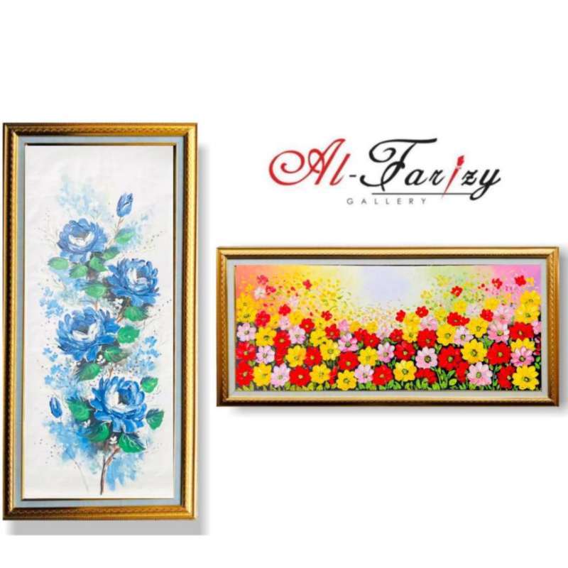 Jual Lukisan Bunga Mawar Rose Aster Unik Minimalis Kanvas Ukuran 100x40 ...