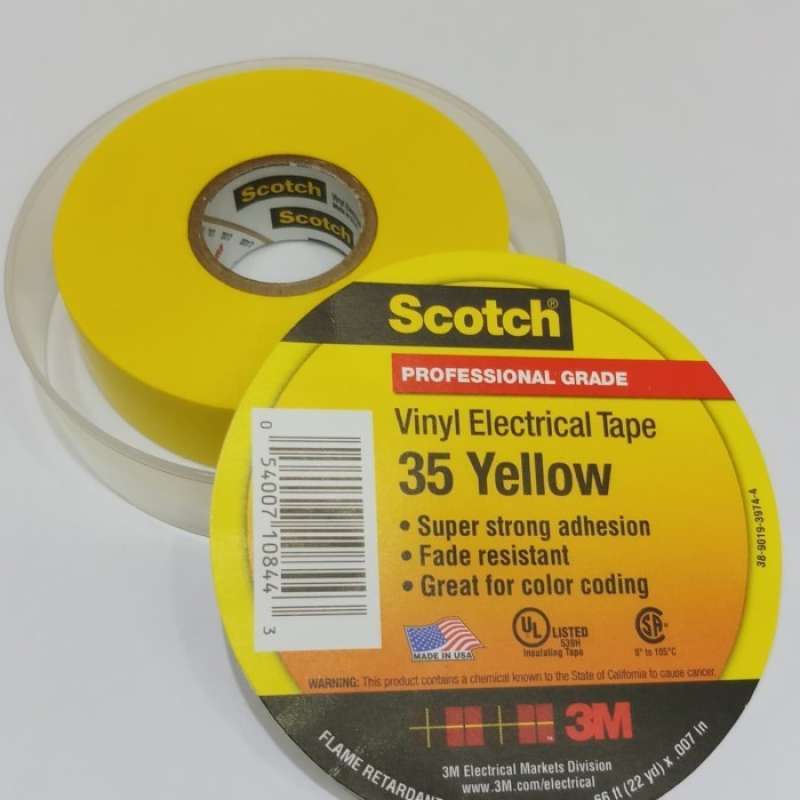 Promo 3M Scotch 35 Yellow Vinyl Electrical Tape / Isolasi Kabel Listrik ...