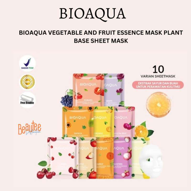 Jual Bioaqua Vegetable And Fruit Essence Mask Plant Base Sheet Mask ...