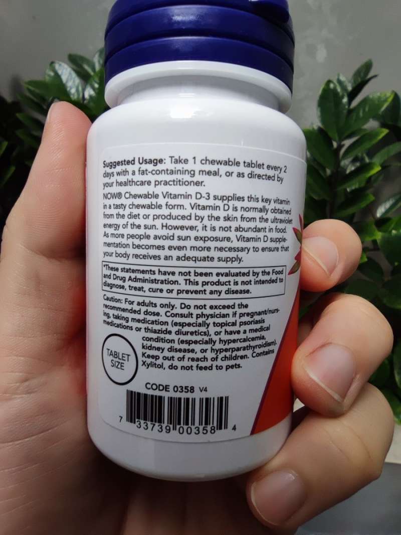 Jual NOW VITAMIN D3 5000IU CHEWABLES NATURAL MINT 120 TABLETS di Seller ...