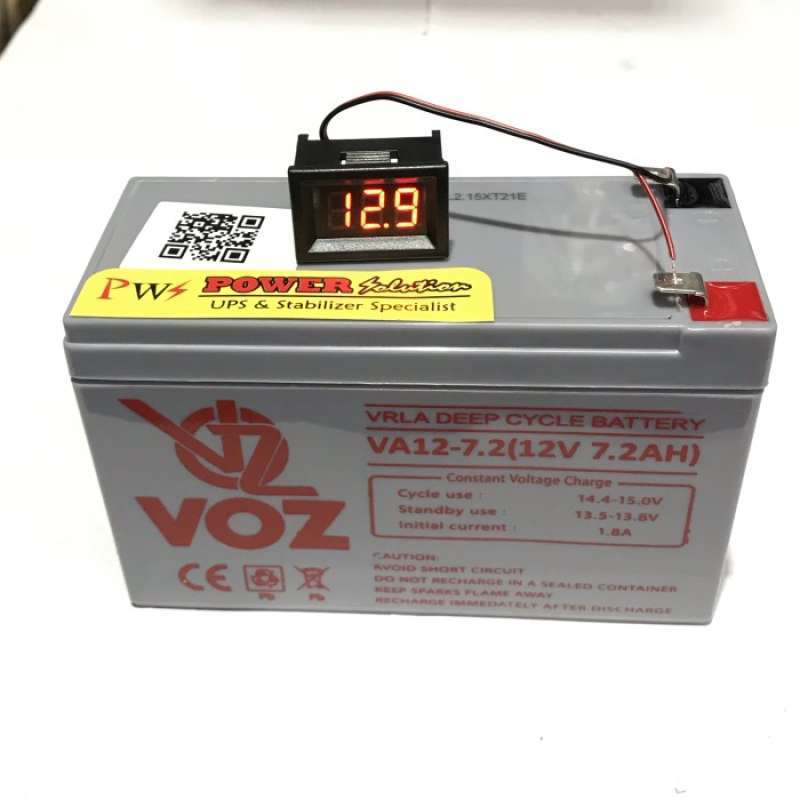 Jual VOZ Battery 12V 7Ah 7,2Ah + Digital Volt Meter di Seller Layla ...