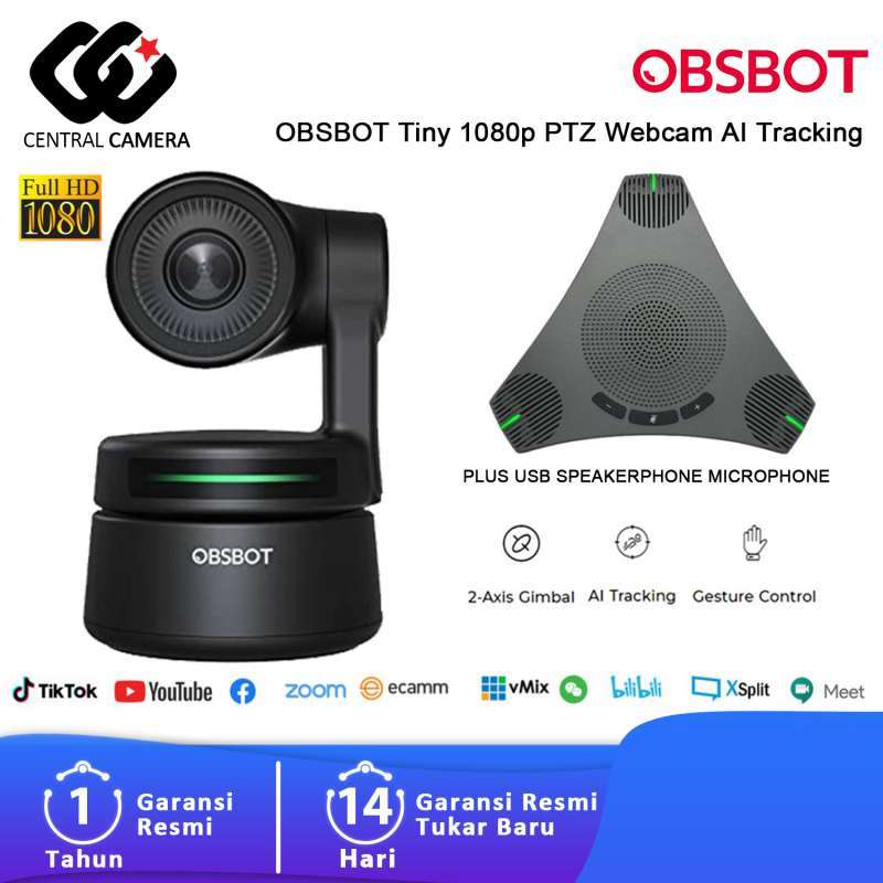 Jual OBSBOT Tiny 1080p PTZ Webcam AI Tracking - Plus Speaker Microphone ...