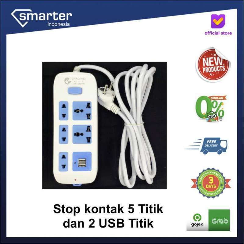 Jual Stop Kontak Power Adapter 5 Port dan USB 2 Port MURAH NEW di ...