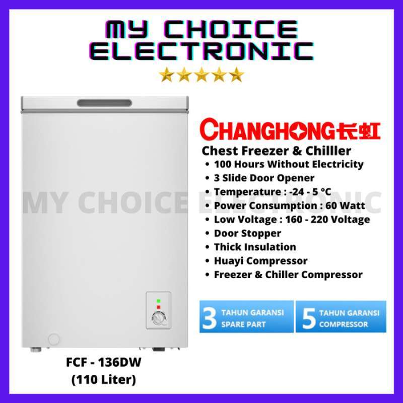 Promo Changhong Chest Freezer & Chiller Fcf-136Dw / Fcf 136 Dw (110 ...