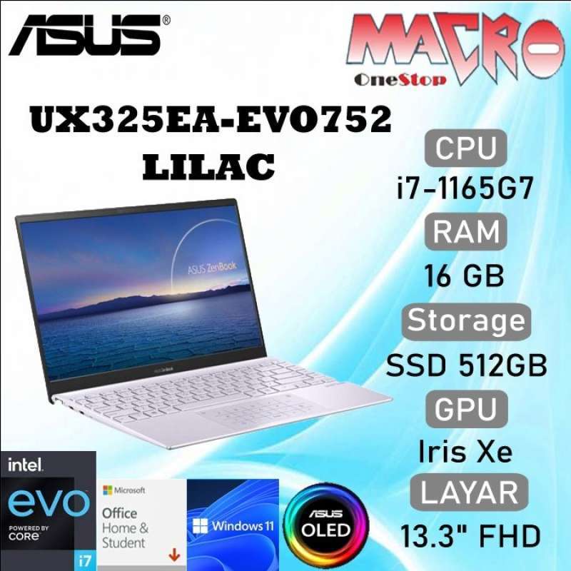 Jual Asus Zenbook Ux325ea-evo752 Lilac Mist ( I7-1165g7/intel® Iris Xe ...