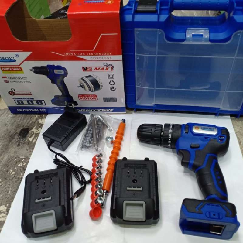 Promo mesin cordless bor impact tembok besi brushless 21 V HIROKI ...