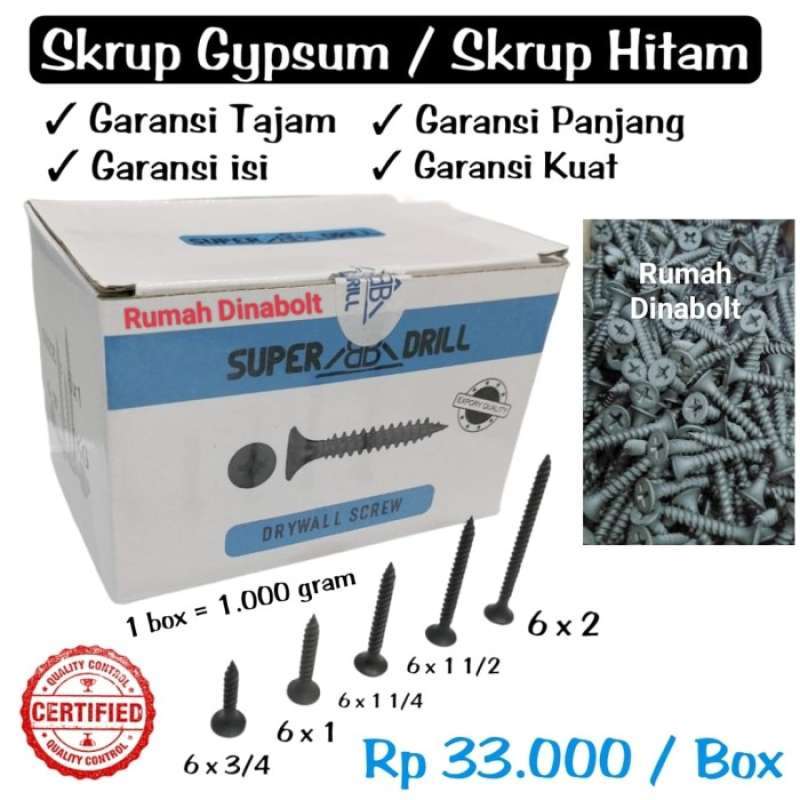 Promo Skrup / Sekrup Gypsum Hitam - Per Dus = Per 1 Kg (Berat Terjamin ...
