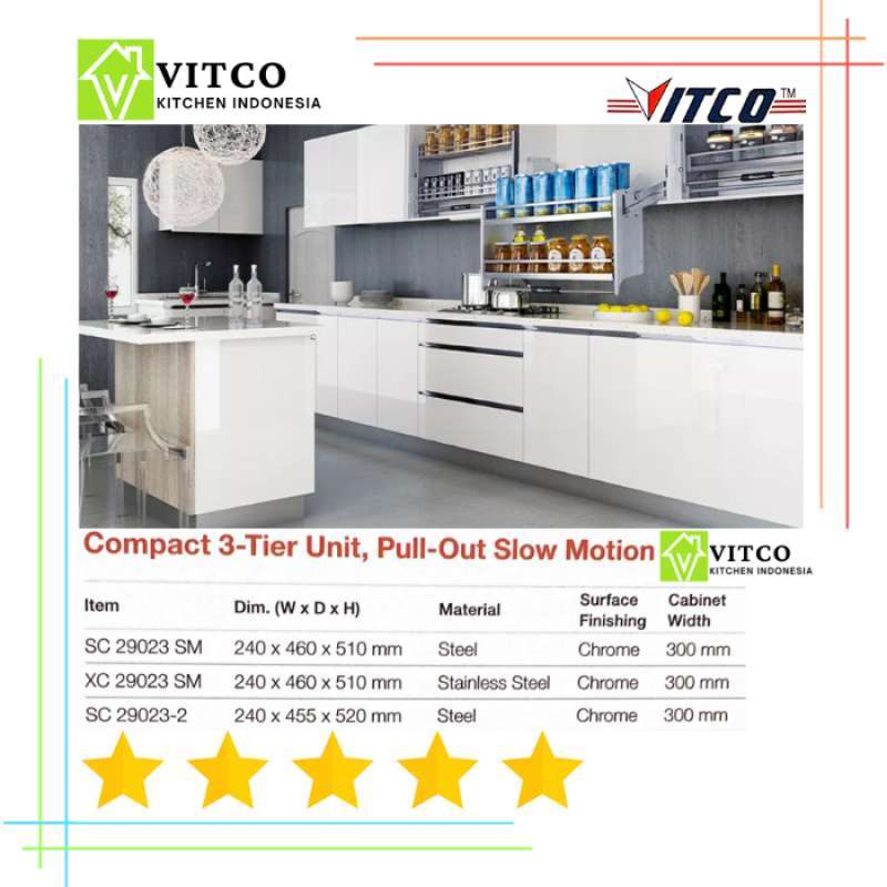 Jual VITCO Compact 3 Tier Unit Rack 300 mm / Rak Tarik serbaguna Soft Close di Seller VITCO ...