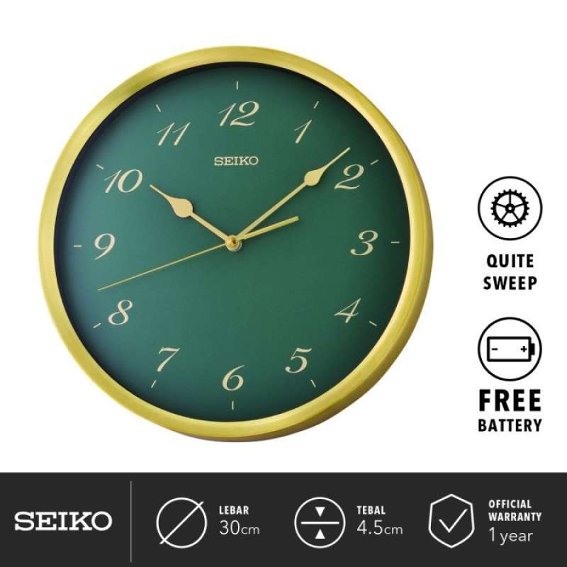 Promo Jam Dinding Seiko Clock QXA784F 30cm Detik Senyap Green Dial ...