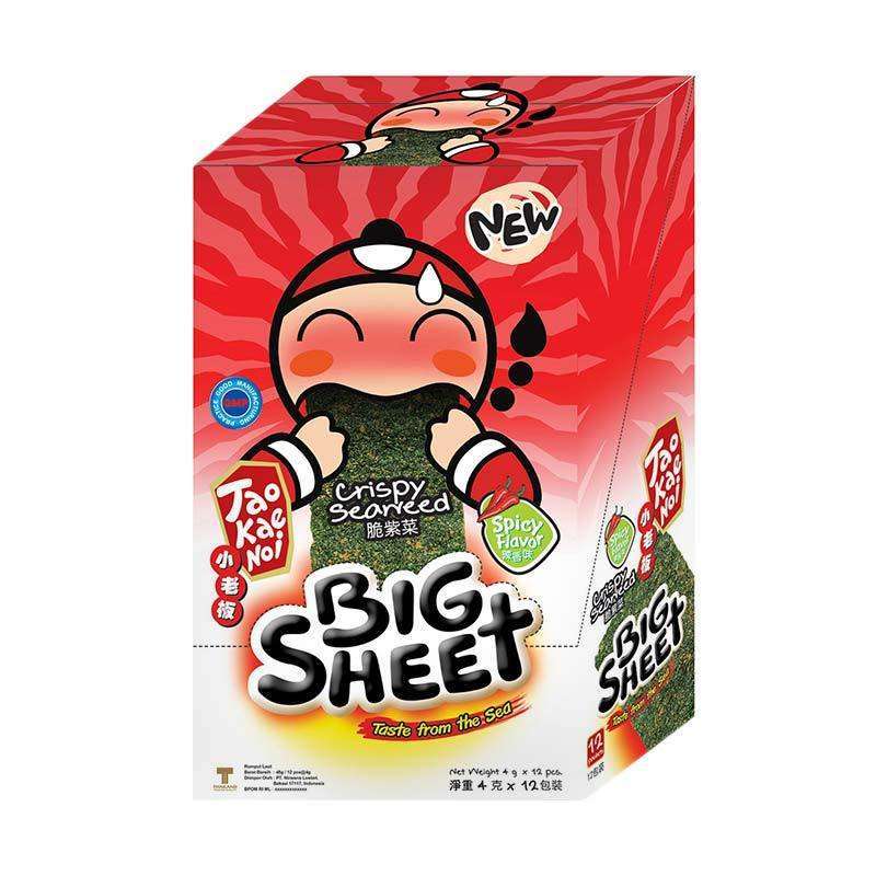 Promo Tao Kae Noi Crispy Seaweed Big Sheet Hot [3,2 g/ 12 pcs] Diskon 9 ...