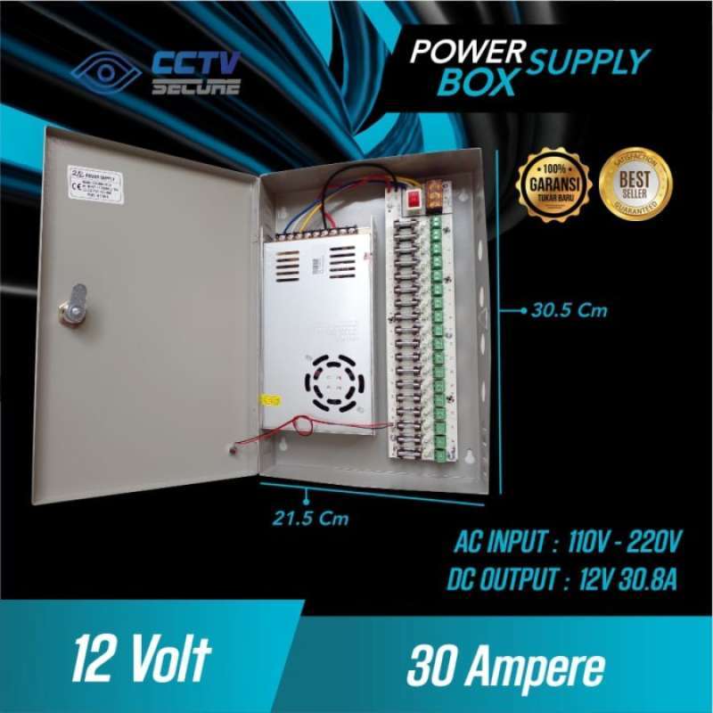 Promo Power Supply Panel Box 18 Pot Dc 12V 30A For Cctv - Multicolor ...