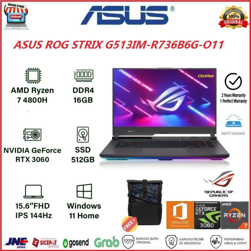 Jual ASUS ROG STRIX G513IM-R736B6G-O11 AMD R7-4800H 16GB 512GB RTX3060 ...